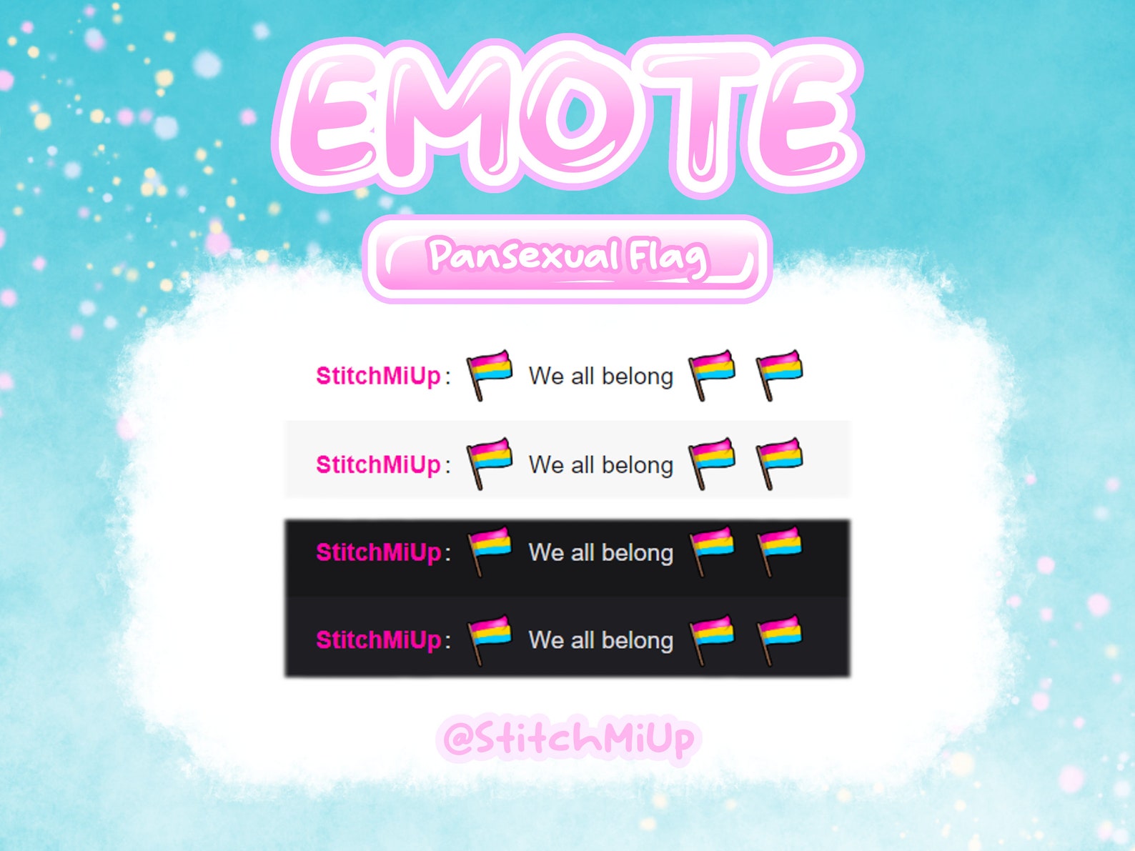 Pansexual Flag Emote for Twitch, Discord, Youtube L Pride Emote ...