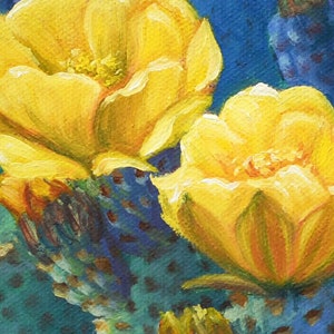 California Quail and Prickly Pear Cactus Print on Canvas - Desert ...