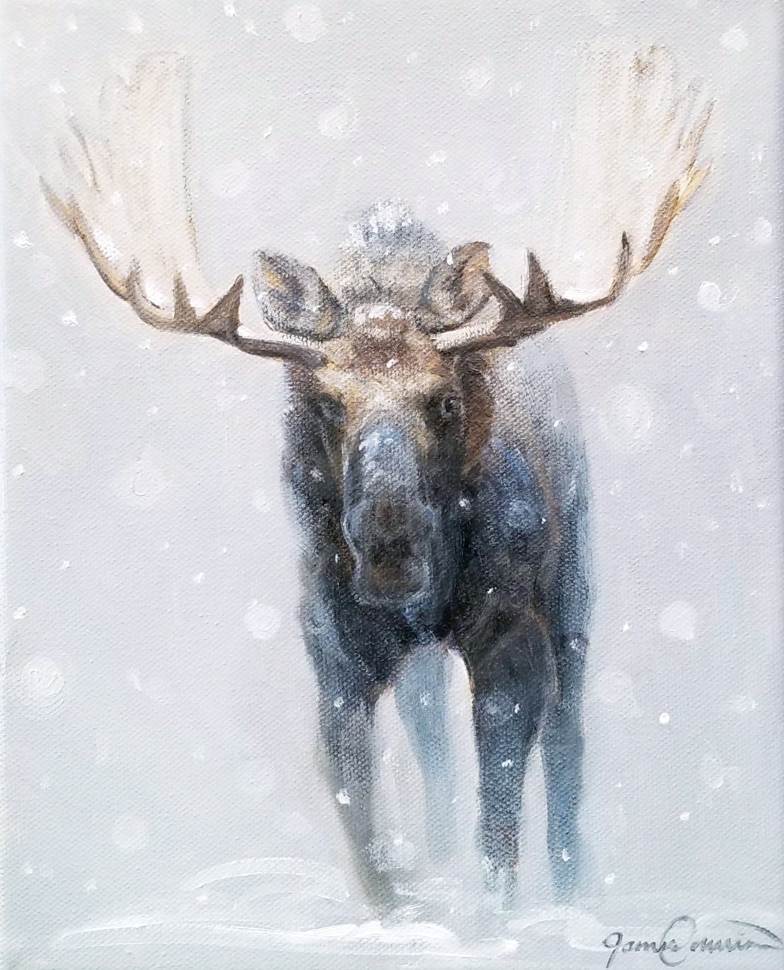 Western Winter Moose Painting Original Oil on Canvas | Etsy
