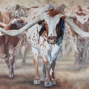 Trail Boss - Texas Longhorn Cattle Art Western Canvas Print - Signed by ...