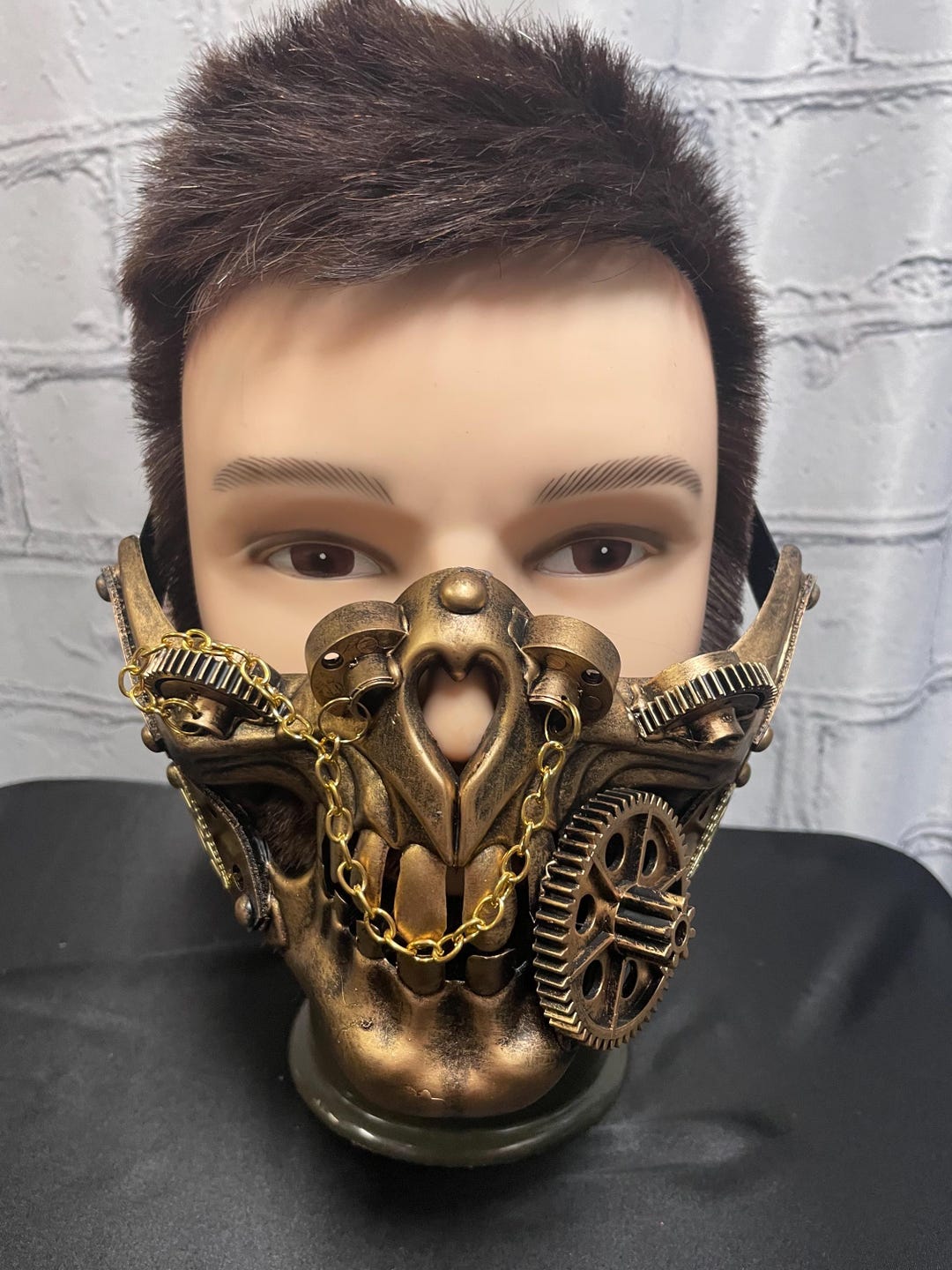 Black Gold Masquerade Mask, Gas Mask, , Mouth Mask, Steampunk Mask ...