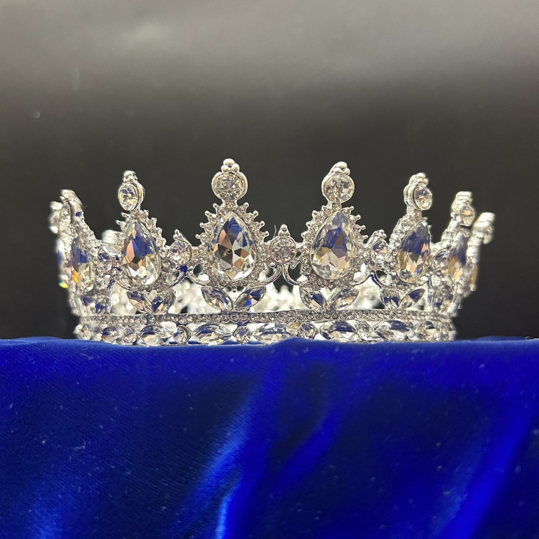 Silver Teardrop Rhinestone Crown | Wedding Bridal Queen Princess Royal ...