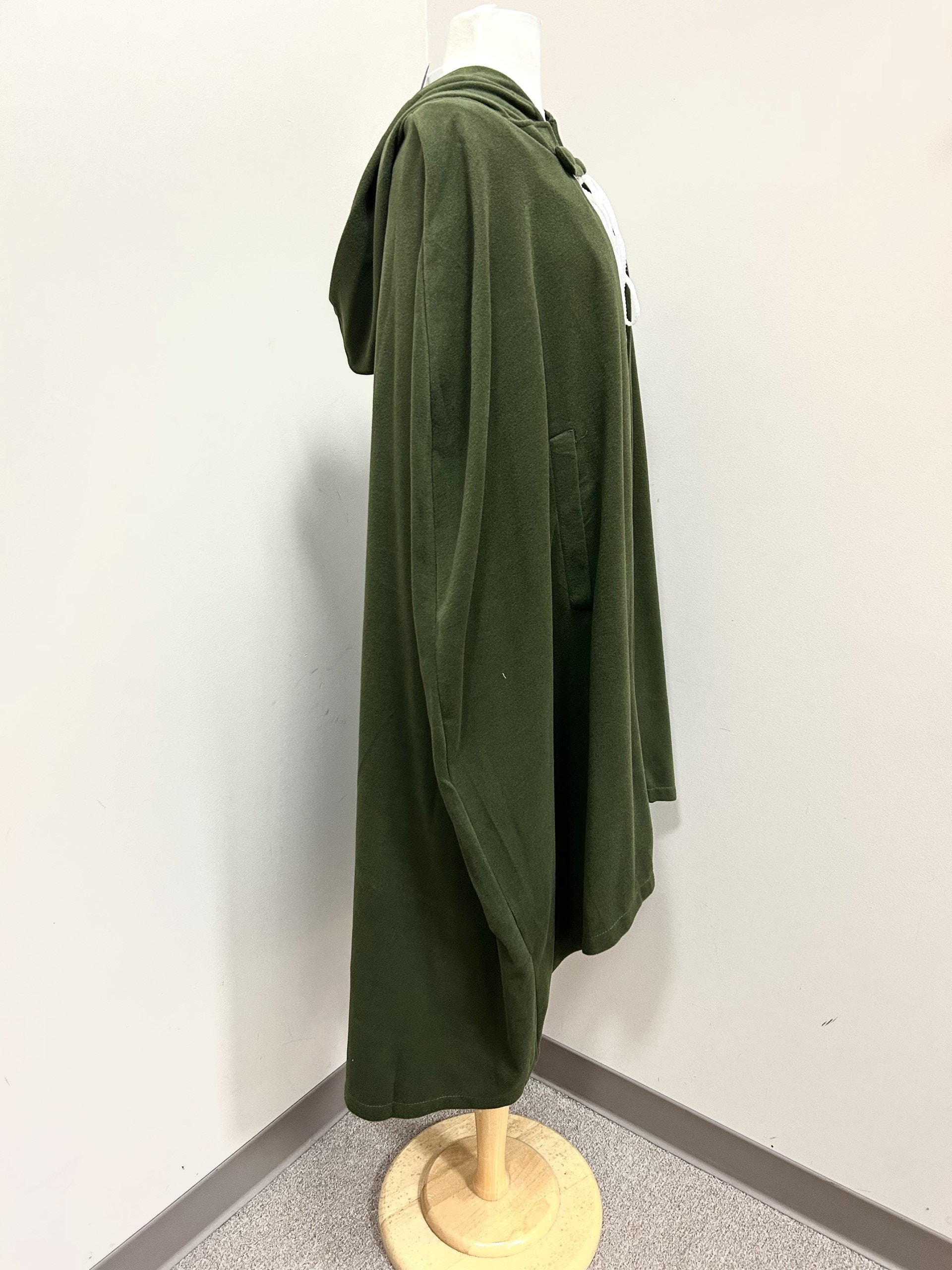 Button-front Faux Wool Hooded Cloak | Green Gray Black | Cosplay ...