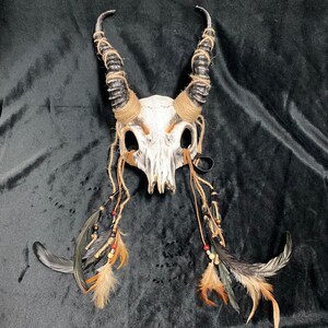 Long Horned Ancestral Demon Mask | White Bone Red | Ritual Voodoo Witch ...