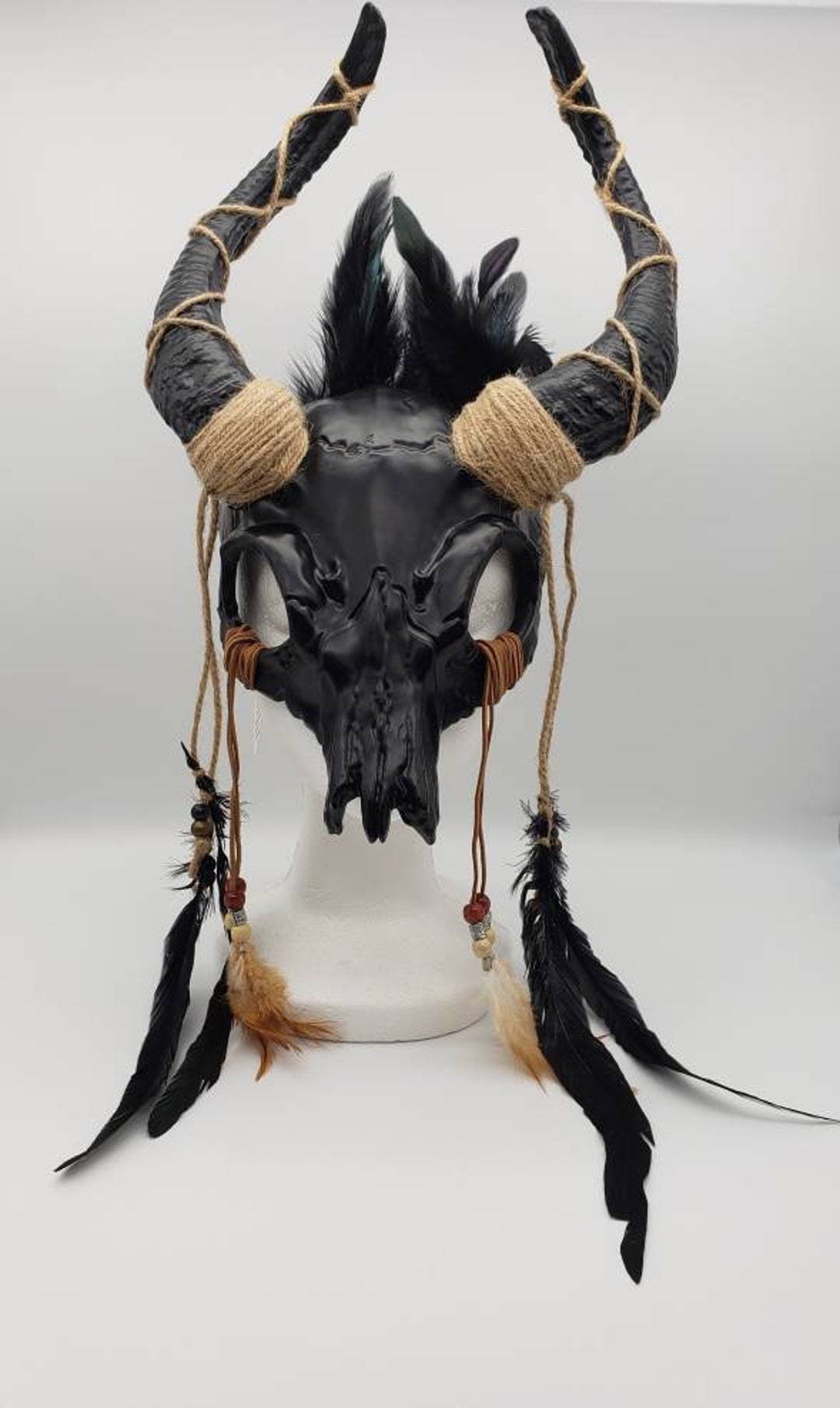 Horned Goat Skull Mask | Shaman Headdress, Halloween Costume - Etsy