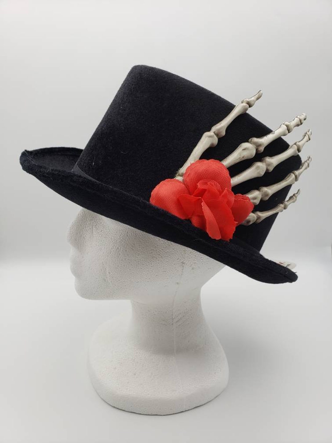 Skeleton Top Hat | Red Rose Black Velvet | Victorian Halloween Day of ...