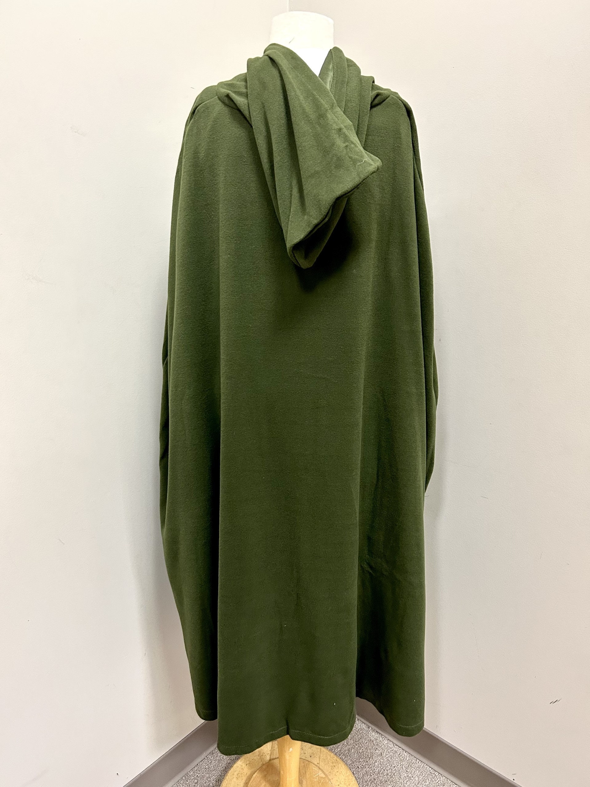 Button-front Faux Wool Hooded Cloak | Green Gray Black | Cosplay ...