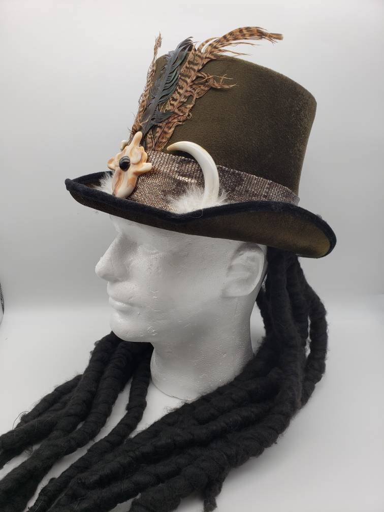 Voodoo Top Hat With Dreadlocks | Shaman Witch Doctor Ritual Sorcerer ...