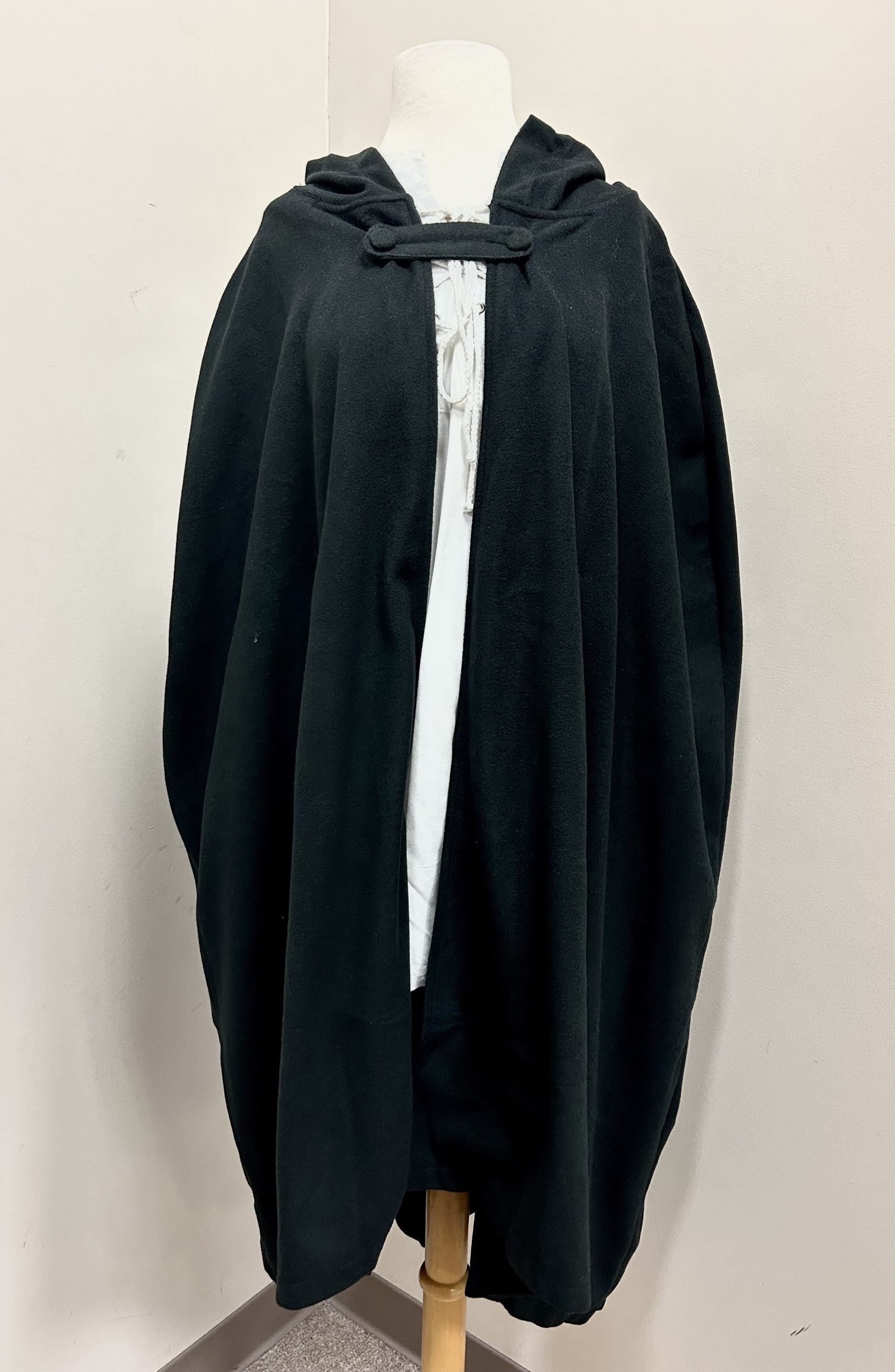 Button-front Faux Wool Hooded Cloak | Green Gray Black | Cosplay ...