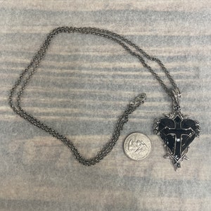 Vampire Heart Necklace | Black Heart Black Cross Silver Chain ...