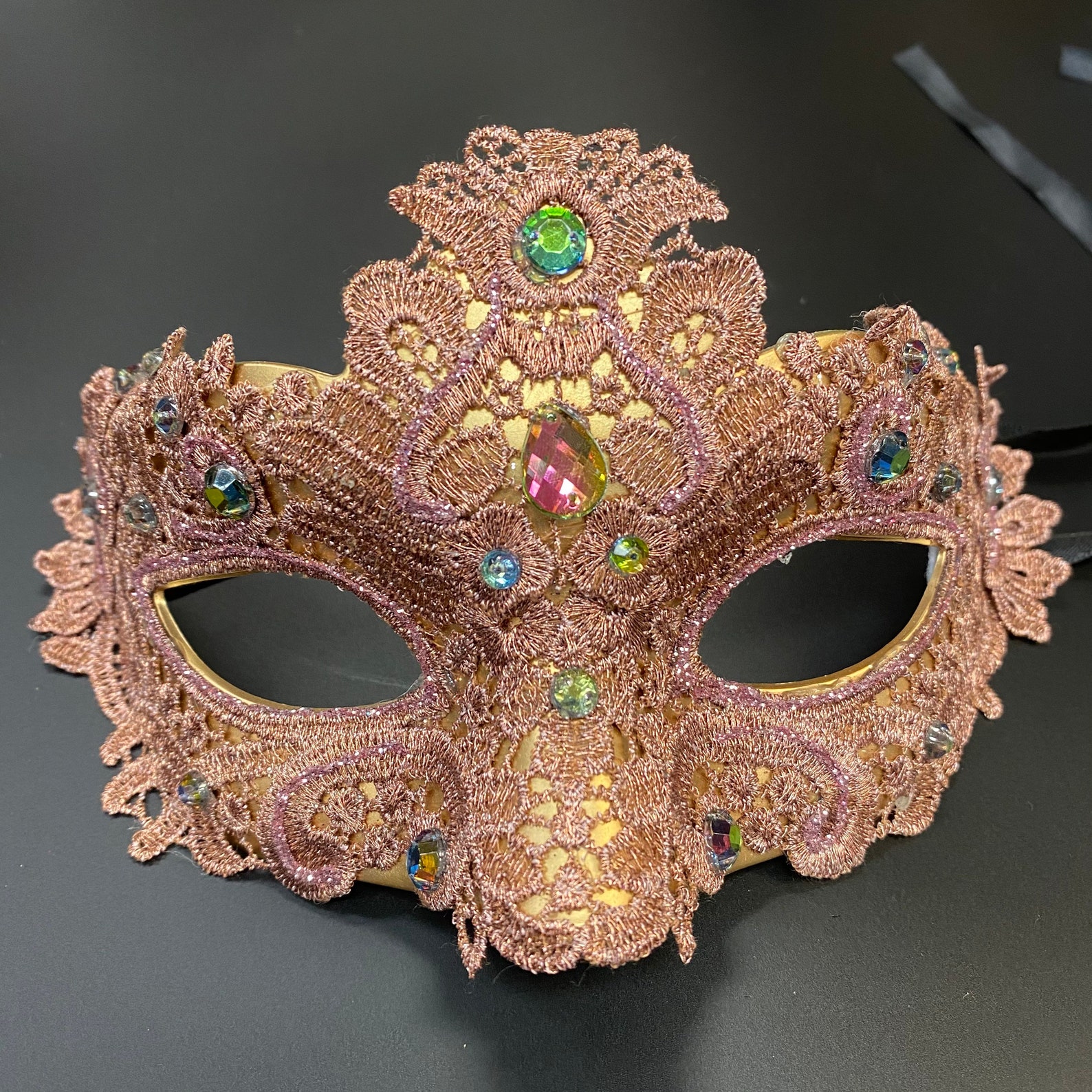 Couples Mardi Gras Masks Rose Gold Or Purple Masquerade Etsy