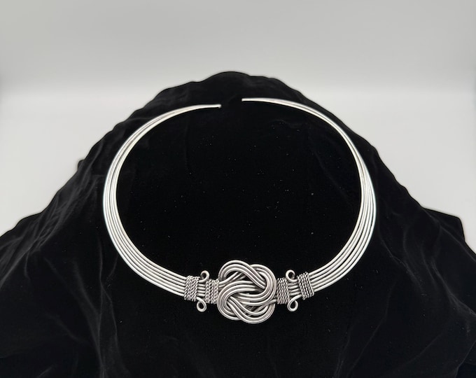 Celtic Knot Necklace | Silver Tone Wire Choker | Irish Renaissance ...