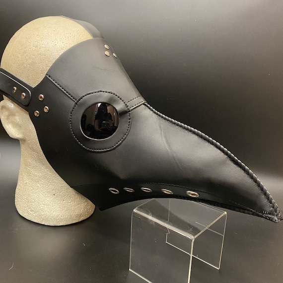 Black Pleather Plague Doctor Mask Adjustable | Etsy