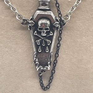 The Undertaker Poison Bottle Pendant Necklace | Coffin Shape | Fine ...