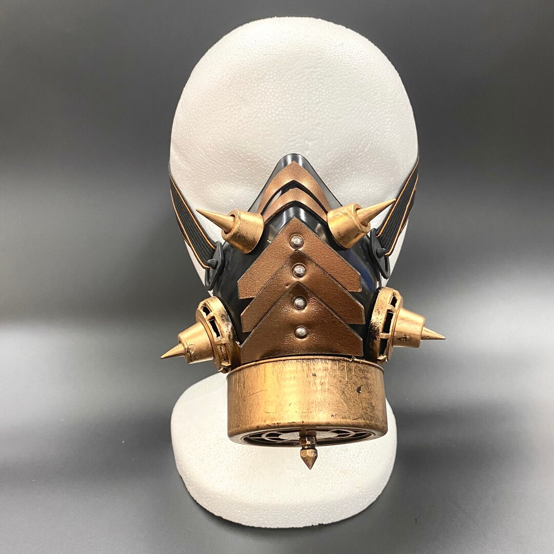 Steampunk Gas Mask Gold Chevron & Spike Details Respirator Diesel Punk ...