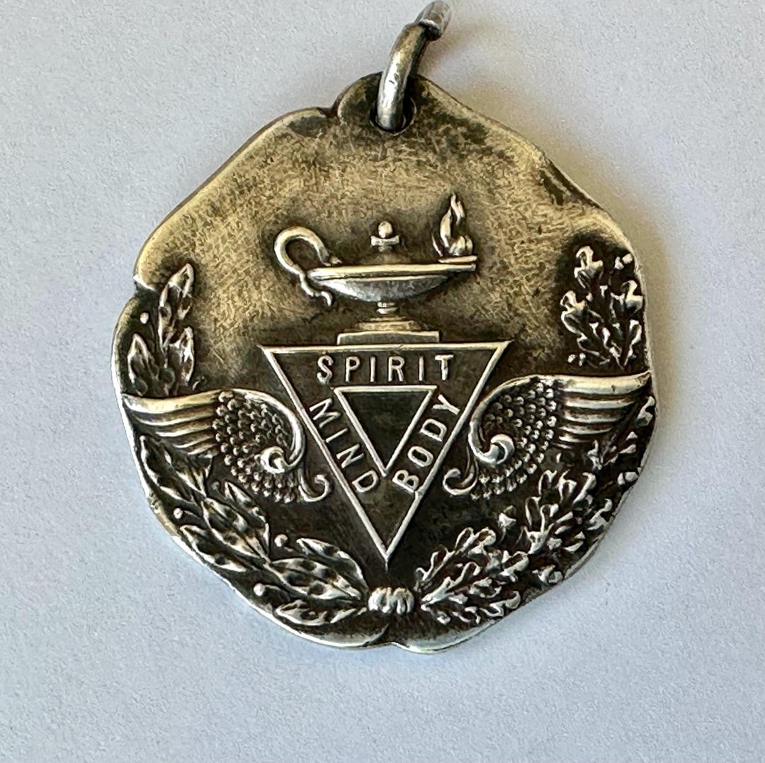 Antique Sterling YMCA Running Medal, Mind Body Spirit - Etsy