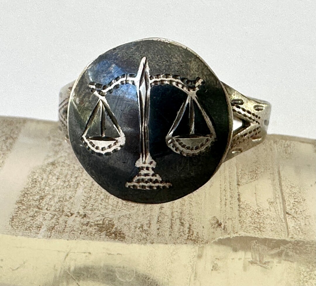 Vintage Sterling Scales of Justice Ring, Adjustable, Size 6 - Etsy