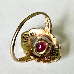 Antique 10k Bicolor Gold Ruby Shield Ring, Size 4.75 - Etsy