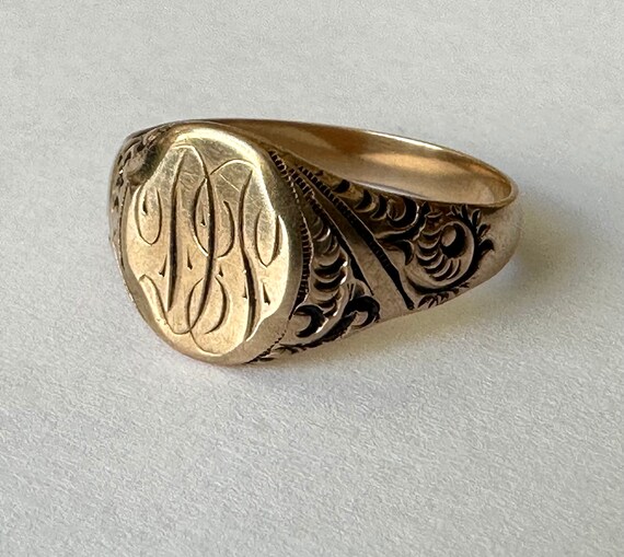 Antique Victorian 10k gold signet ring initials DT size 7.25 Etsy
