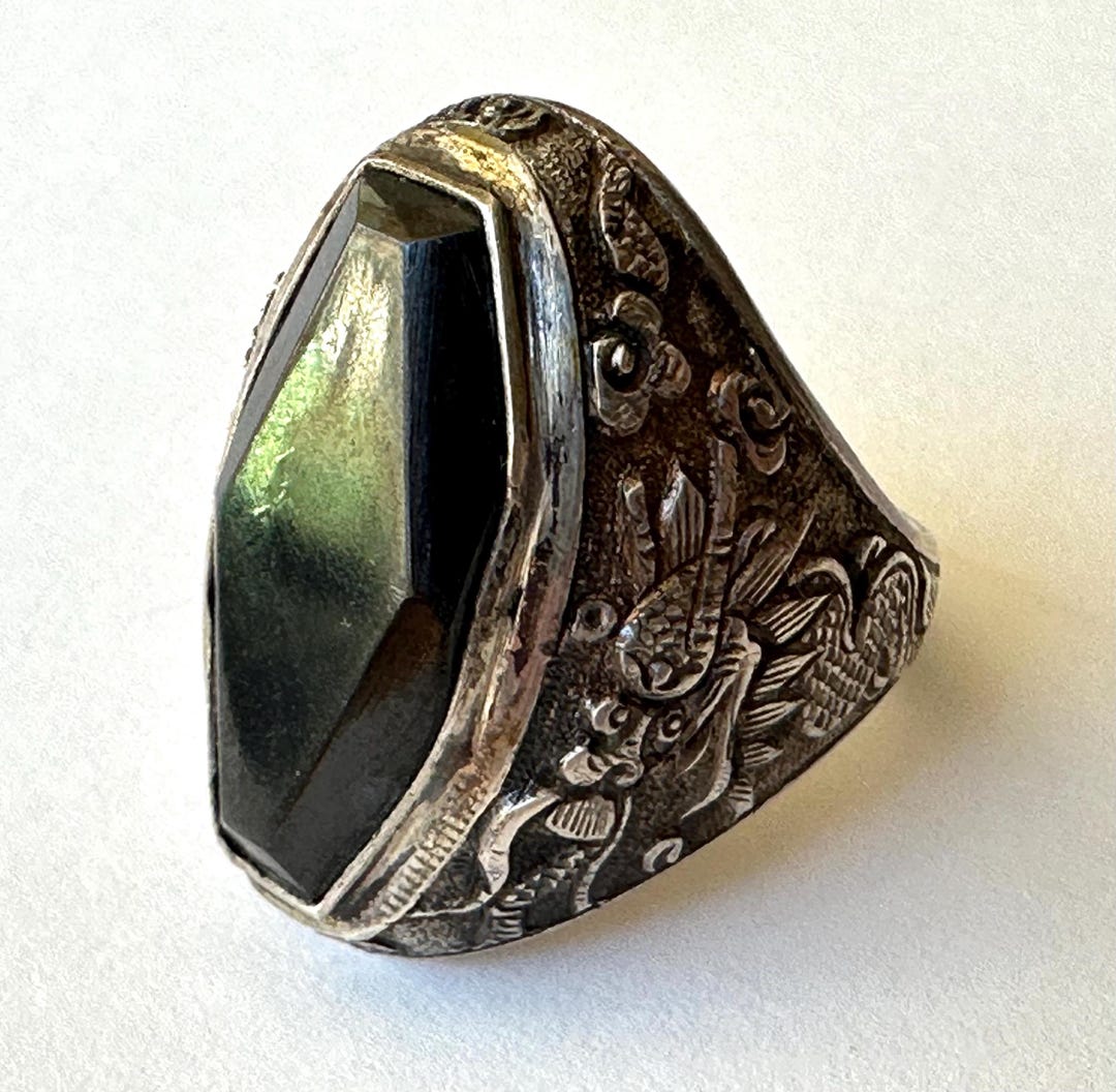 Vintage Chinese Export Silver Dragon and Pagoda Ring, Size 7.5 - Etsy