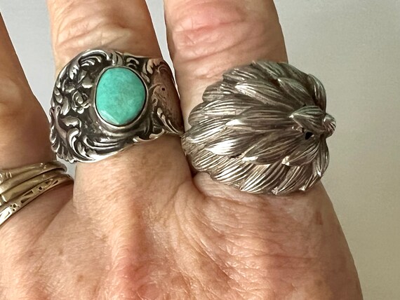 vintage sterling botanical Napier ring, size 7.75, ad… - Gem