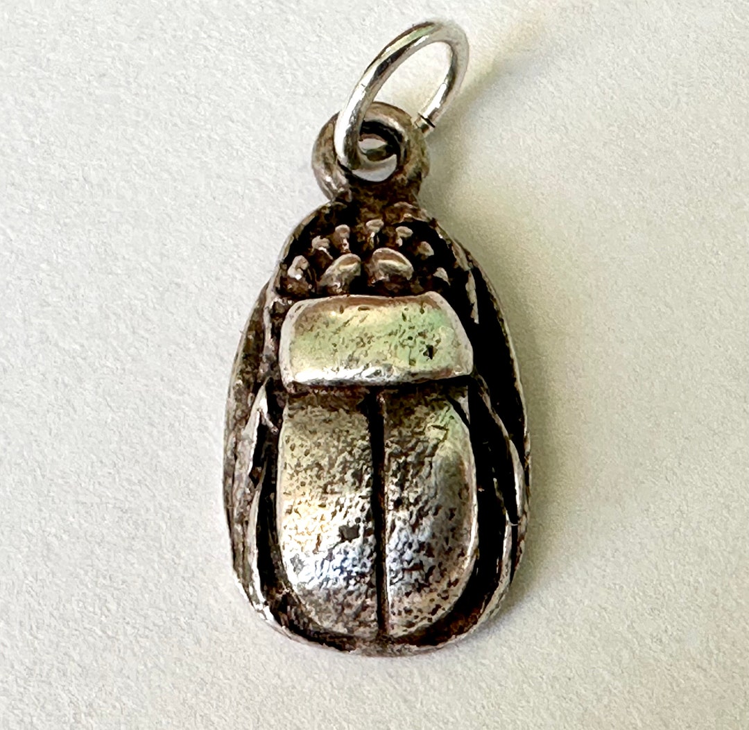 Vintage Sterling Scarab Charm - Etsy