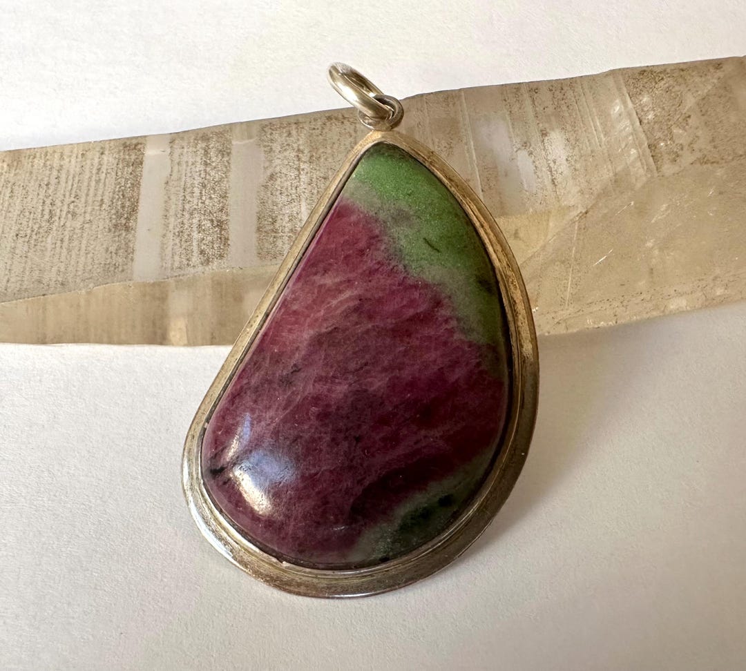 Vintage Sterling With Ruby in Fuchsite Pendant - Etsy
