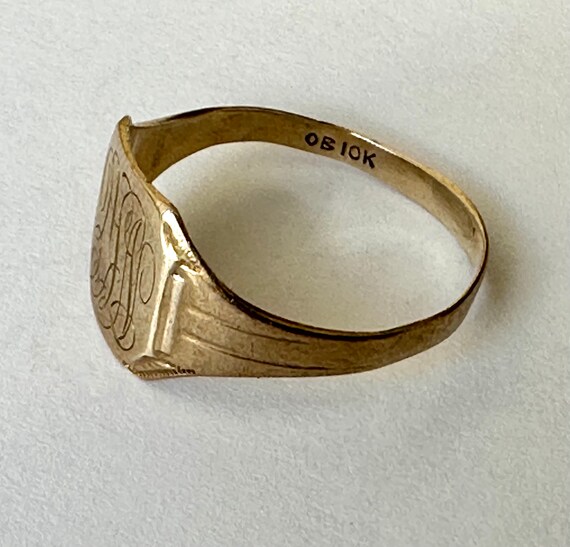 antique Ostby Barton 10k gold signet ring, initials N… - Gem