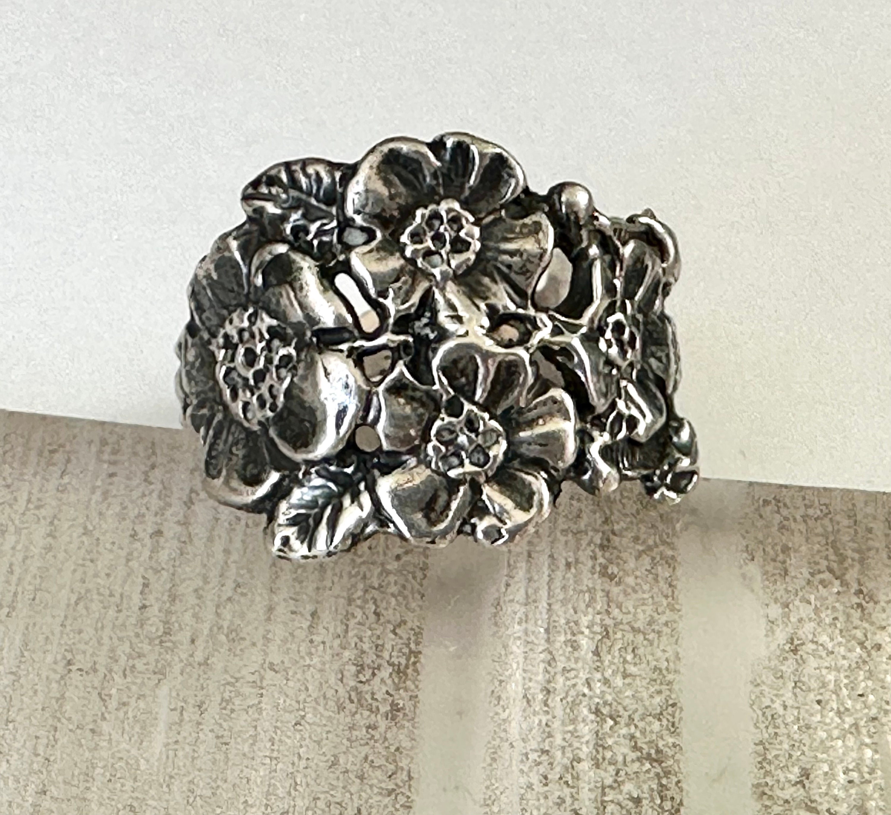Vintage Sterling Flower Cluster Spoon Ring, Size 7.5 - Etsy