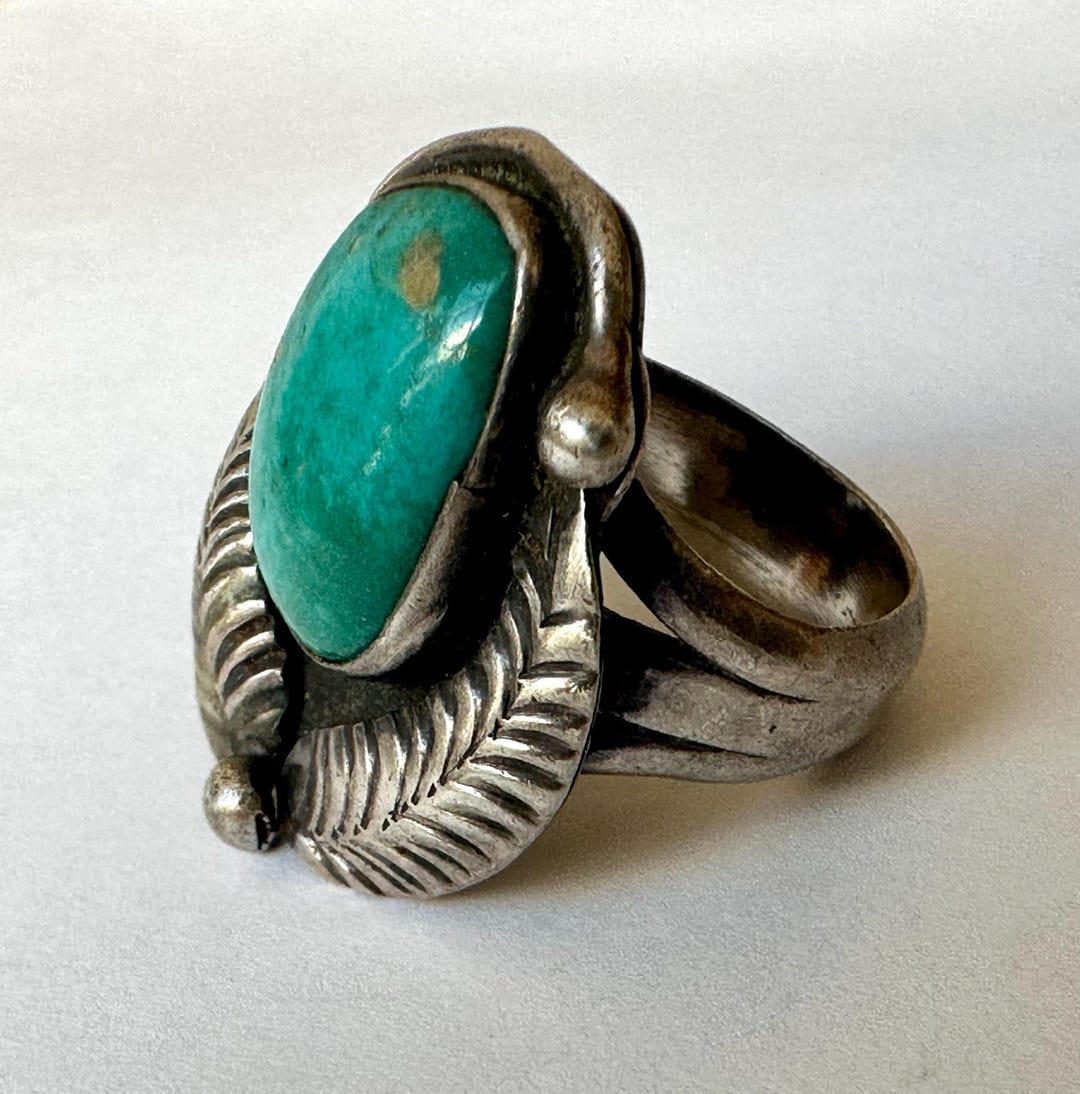 Native American Turquoise Feather Ring, Size 6.25 - Etsy
