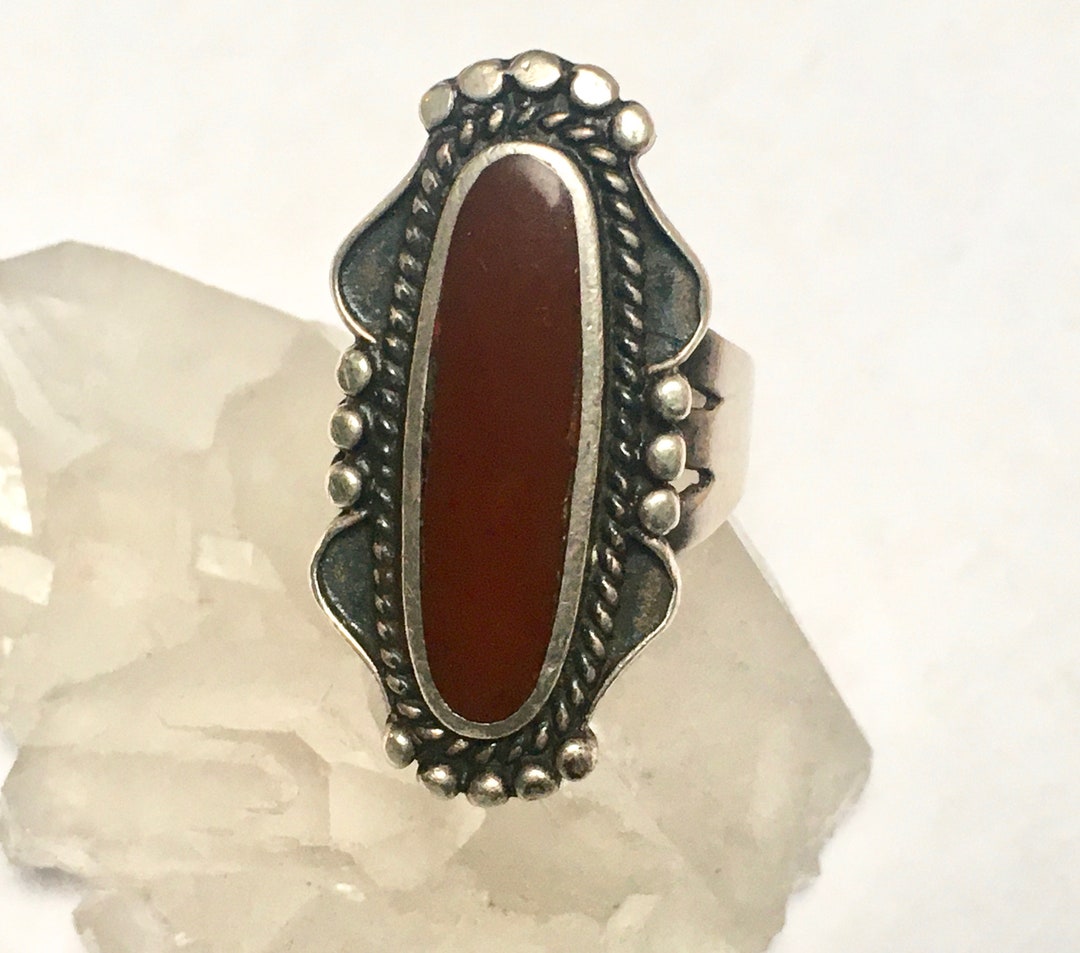 Vintage Sterling and Red Jasper Ring Size 5 - Etsy