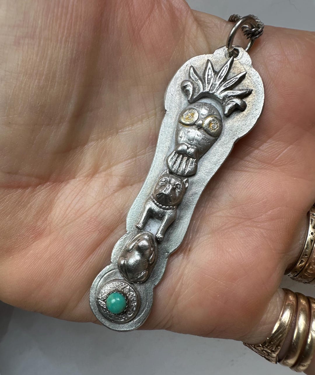New Sterling Animal Pendant Necklace With Turquoise - Etsy