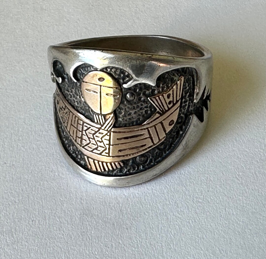 Vintage Roderick Tenorio Designed Ring in Sterling and 14k Gold, Size ...