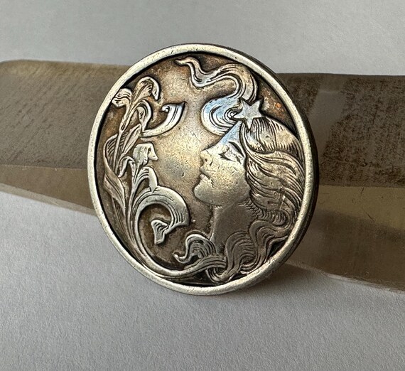 antique art nouveau sterling star woman with iris bro… - Gem