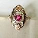Antique 10k Bicolor Gold Ruby Shield Ring, Size 4.75 - Etsy
