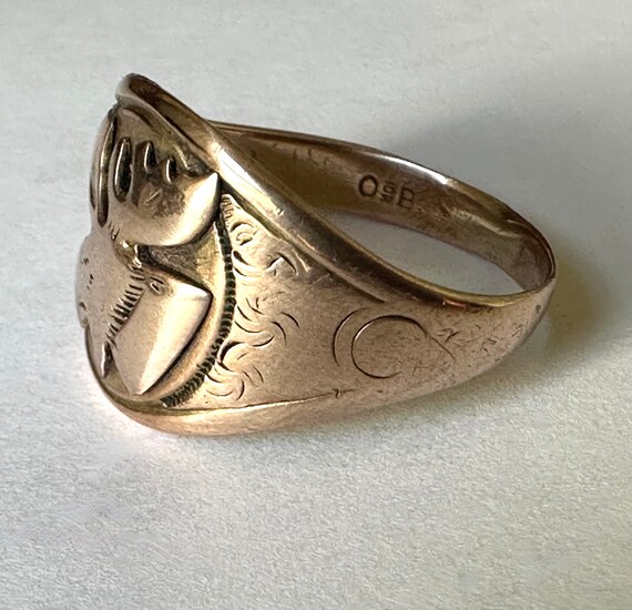 vintage 10k rose gold Ostby Barton moose ring, size 9… - Gem