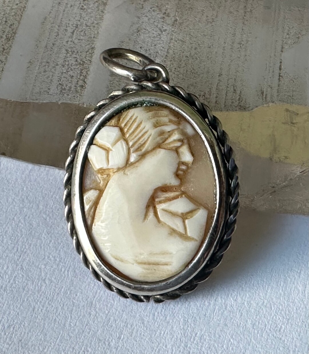 Antique Silver and Shell Cameo Pendant - Etsy