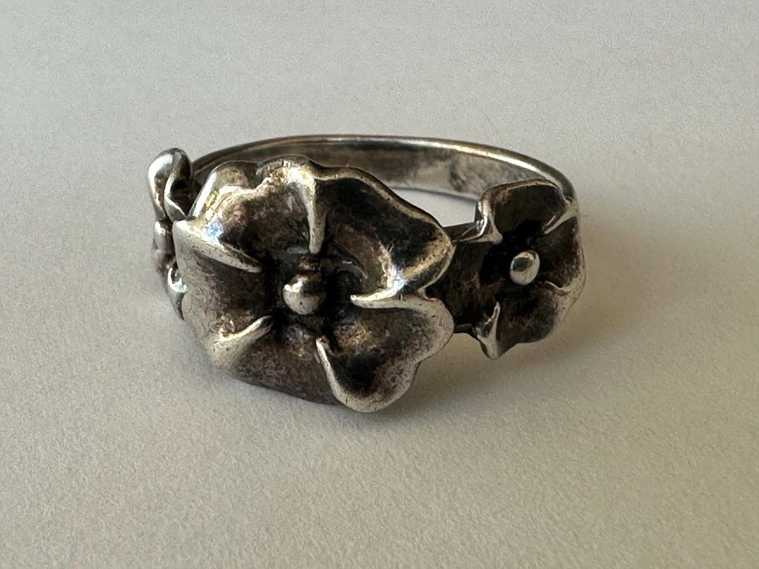 Vintage Sterling Triple Flower Ring, Size 6.75 - Etsy