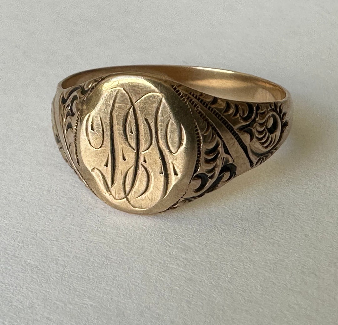 Antique Victorian 10k Gold Signet Ring, Initials DT, Size 7.25 - Etsy