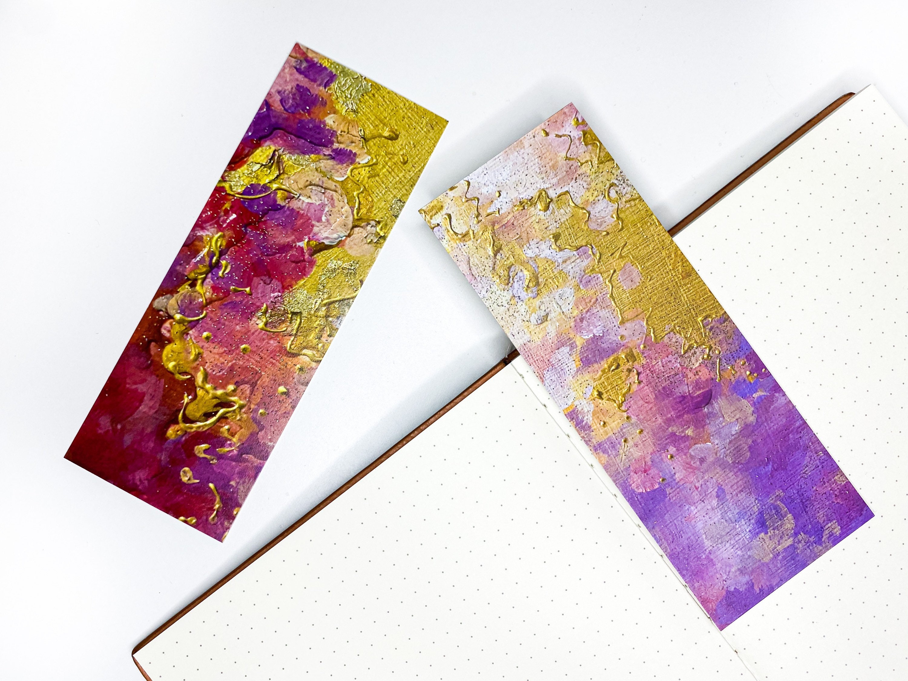 Abstract gold leaf Bookmark 15 x 5.5cm Double-sided | Etsy