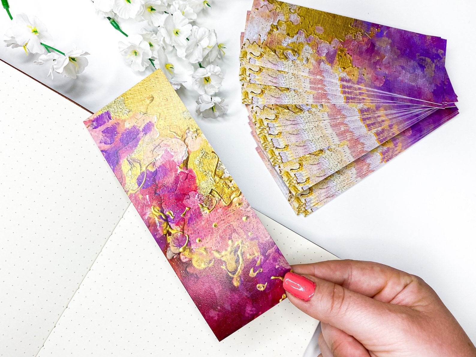 Abstract Gold Leaf Bookmark 15 X 5.5cm Double-sided - Etsy UK