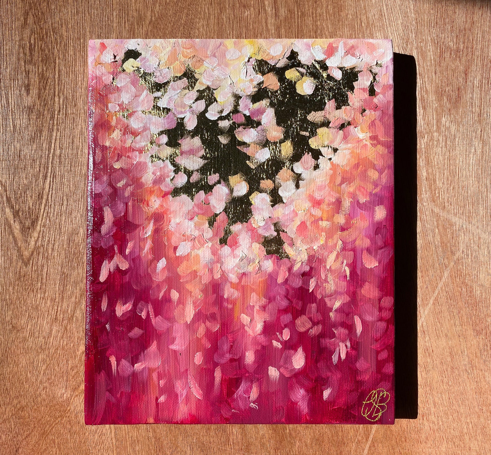 Abstract Floral Gold Leaf Oil Painting 20 X 25 Cm Canvas - Etsy