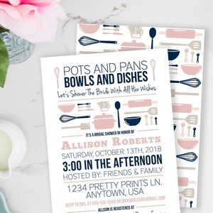 Stock the Kitchen Shower, Bridal Invitation, Pots and Pans Invite ...