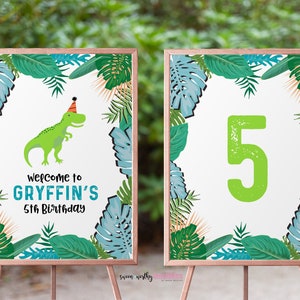 Dinosaur Welcome Signs, Dinosaur Party Decor, Summer Birthday, Pool ...