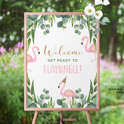 Flamingo Welcome Sign Flamingo Party Summer Party Decor - Etsy