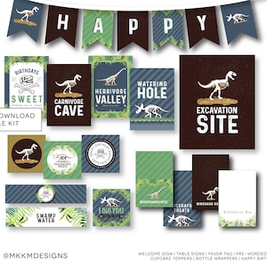 Dinosaur Party Kit, INSTANT DOWNLOAD, Birthday Banner, Boy Birthday ...