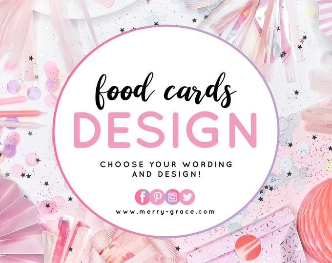Made to Match Food Cards Custom Wording or Design for Food - Etsy