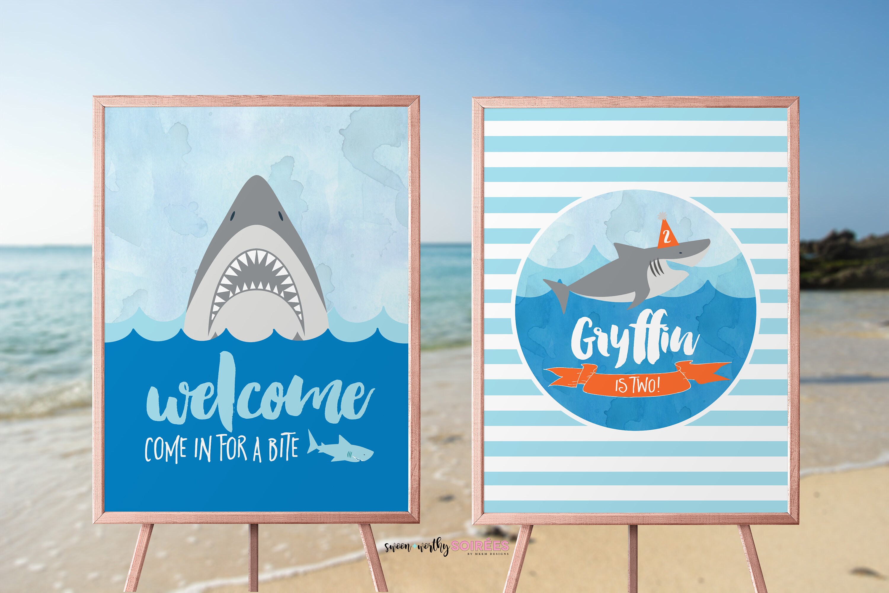 Shark Birthday Party Signs