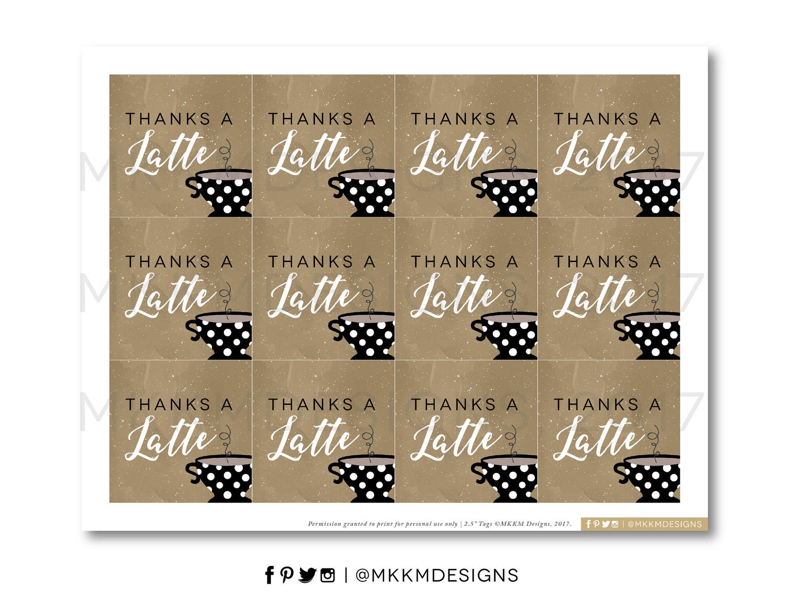 Thanks A Latte Favor Tag Coffee Favor Tag Coffee Shower - Etsy Canada
