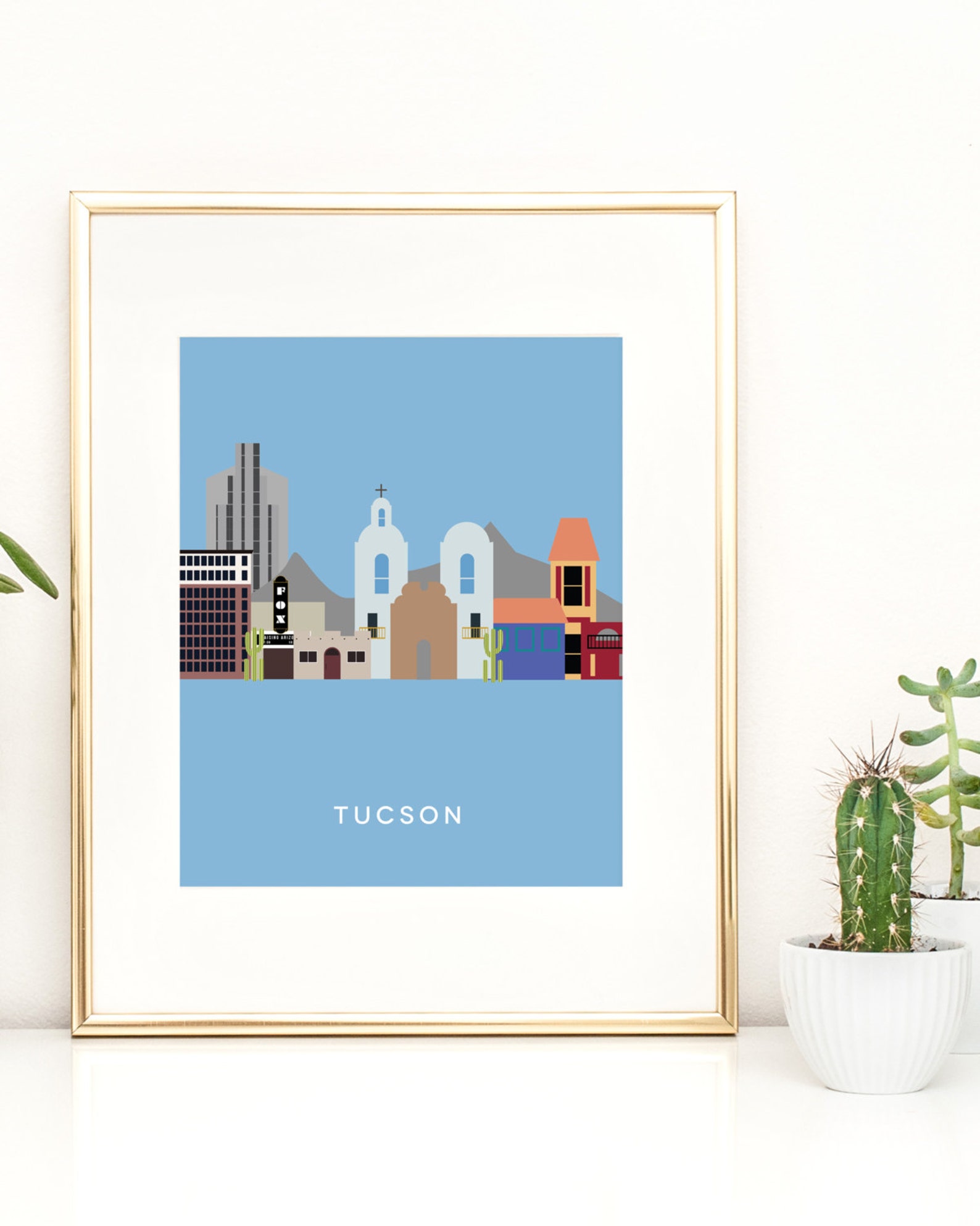 Tucson City Print Tucson Wall Art City Skyline Print | Etsy